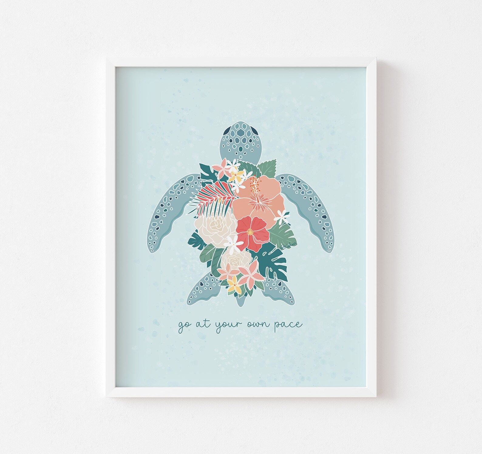 Sea Turtle Go at Your Own Pace Art Print || Ocean Theme Wall Art Beach ...