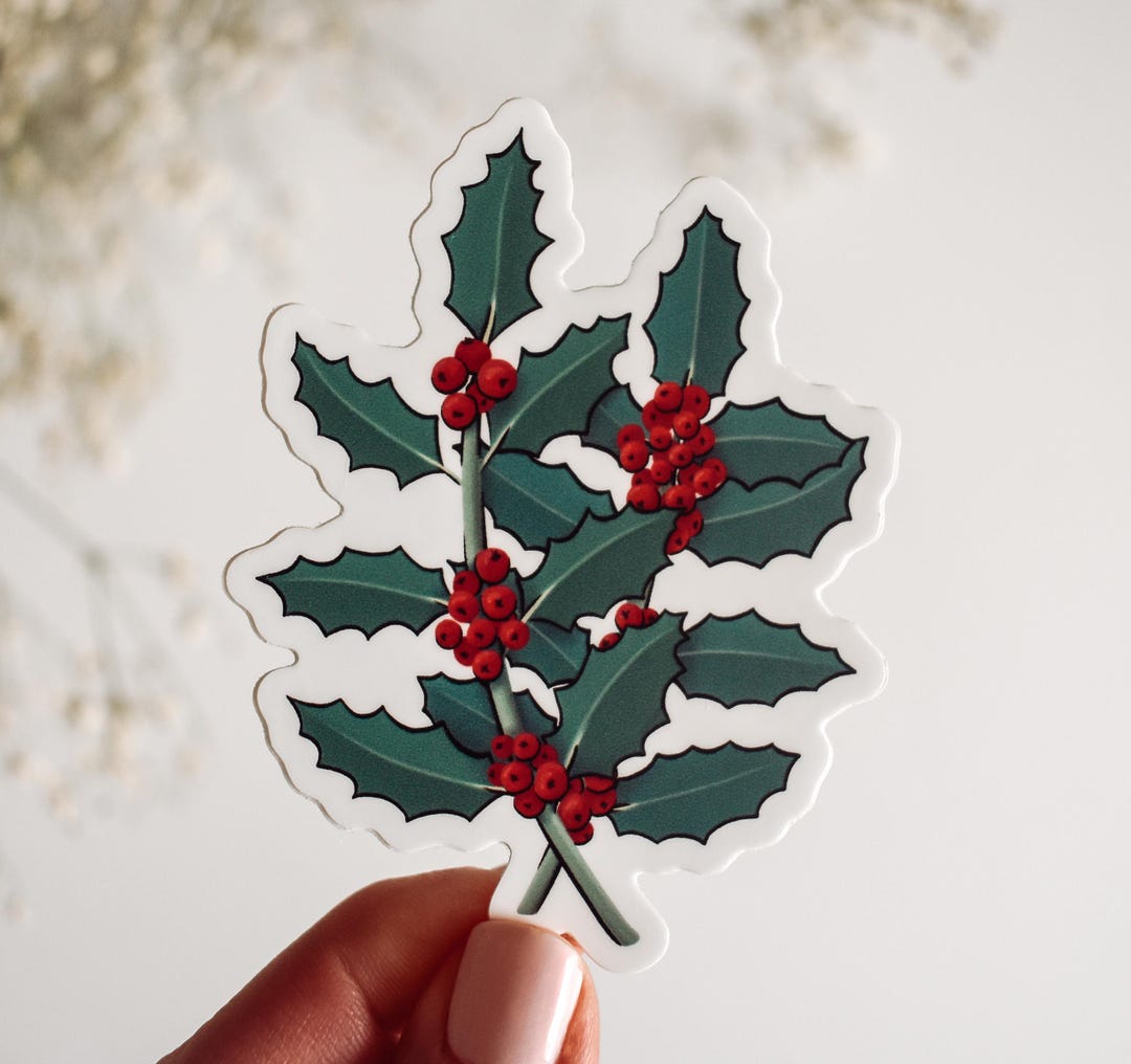 Holly Vinyl Sticker || December Birth Month Flower Outdoor Nature ...