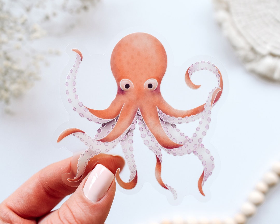 Octopus Clear Vinyl Sticker Ocean Sticker Surf Sticker - Etsy