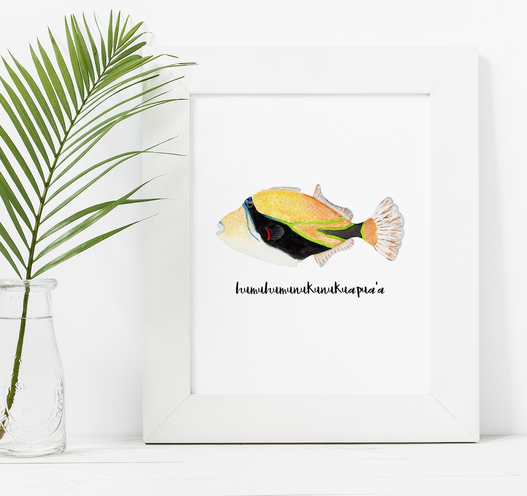 Hawaiian Humu Fish Art Print || Ocean Theme Wall Art Beach Decor ...