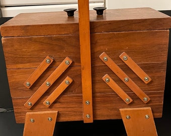 Vintage Fold Out Sewing Box - Etsy
