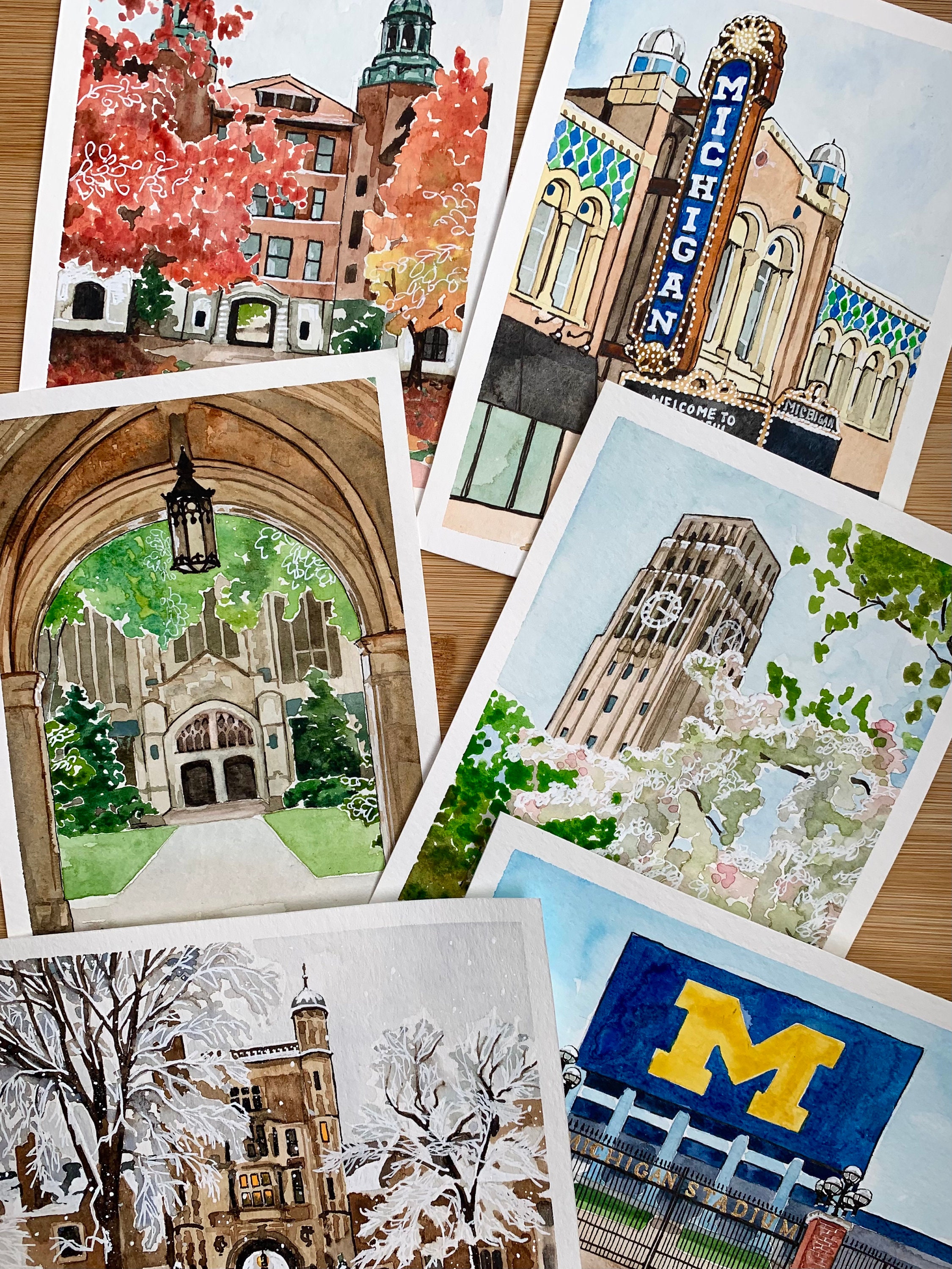 U of M Michigan Theatre Watercolor Print, Uofm Art, University of ...