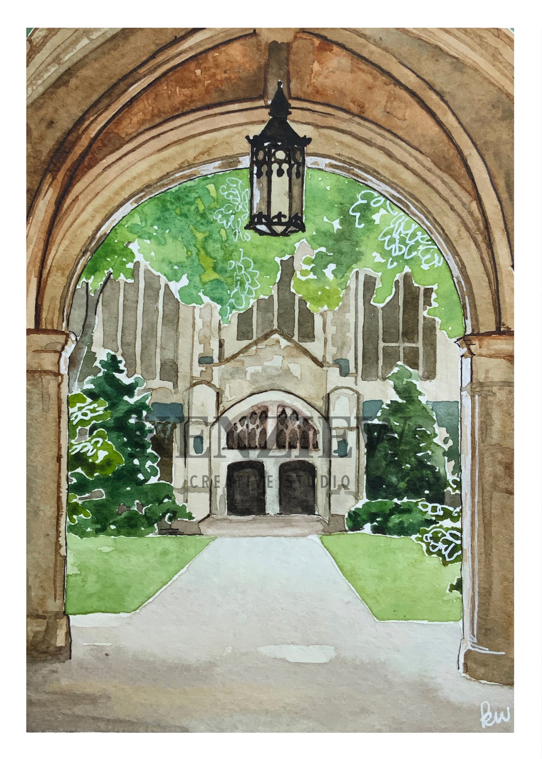 U of M Law Quad Arch Watercolor Print - Etsy