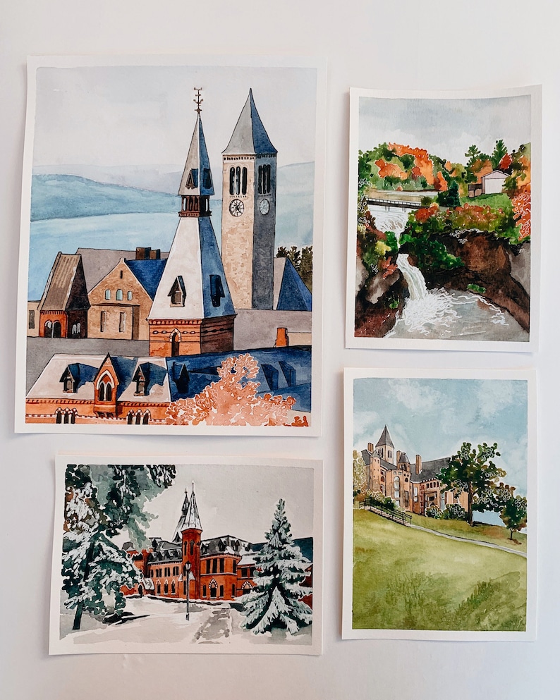 Cornell Sage Hall Watercolor Painting Print - Etsy