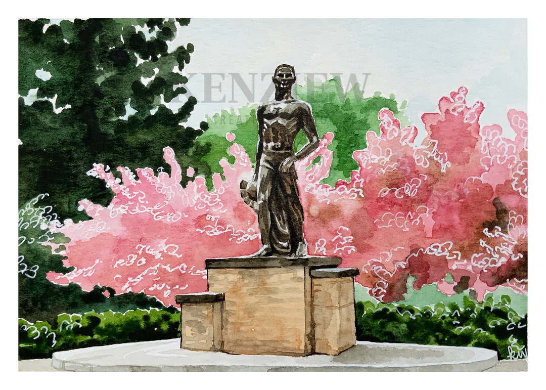 Michigan State Spartan Statue Watercolor Print, MSU Watercolor ...