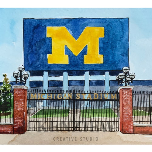 U of M Michigan Theatre Watercolor Print Uofm Art University - Etsy