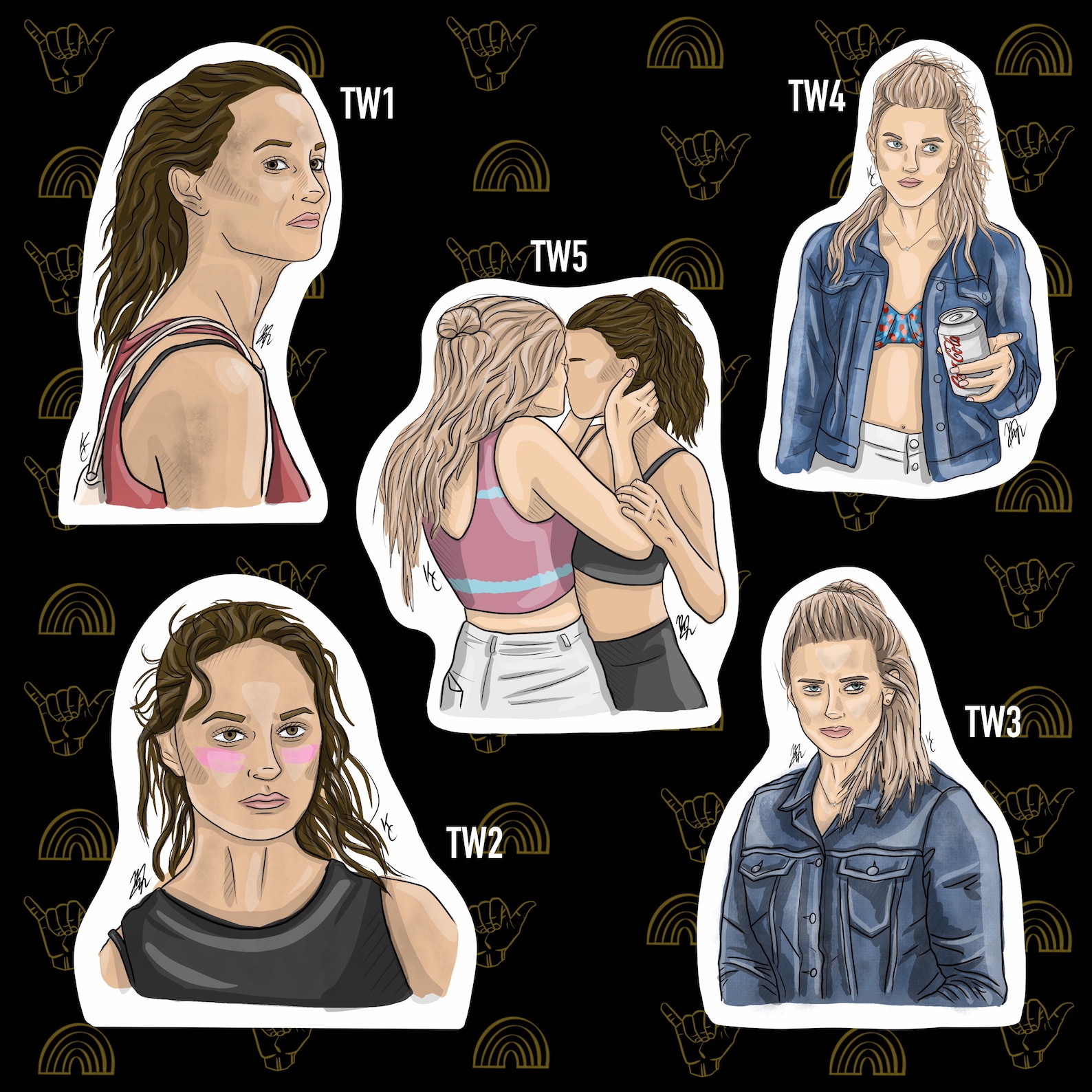 TONI AND SHELBY the Wilds 5 Pack Hand Drawn Stickers - Etsy