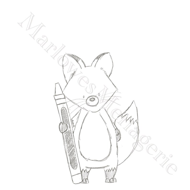 Printable Coloring Sheet: Fox With Crayon - Etsy