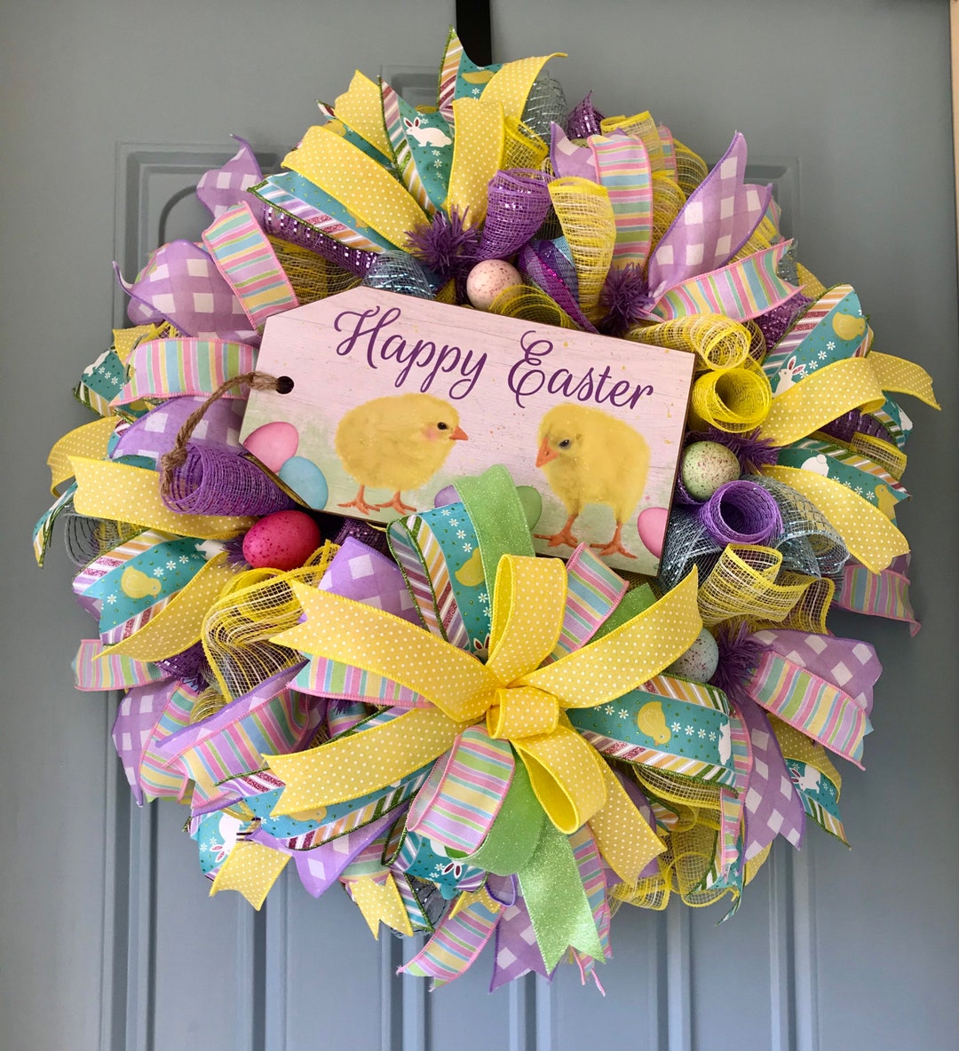 Easter wreath, Easter chick wreath, Spring Wreath for front door ...