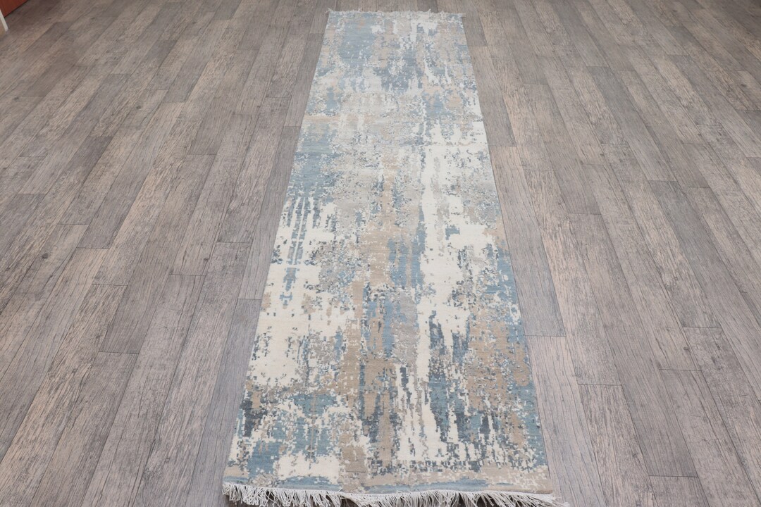 10 Feet Long Runner Rug/ Modern Silk and Wool Runner - Etsy