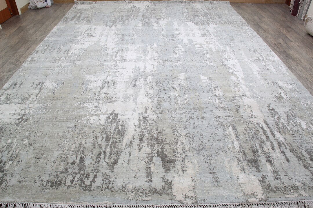 10x14 Feet Abstract Design Silk Wool Area Rug ,oversized Rug - Etsy