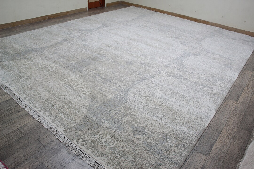 12x15 Modern Silk & Wool Rug,oriental Oversized Carpet,360x460 Cms Long ...