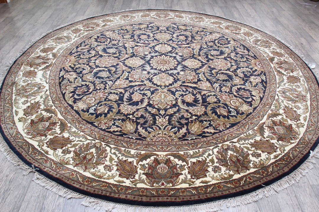 Round Handknotted Woollen Rug,oversized Black Round Rug,10x10 Rug - Etsy