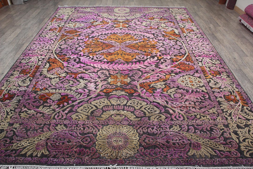 9x12 Feet Rug,sari Silk Rug ,modern One of A Kind Rug,270x360 Cms ...