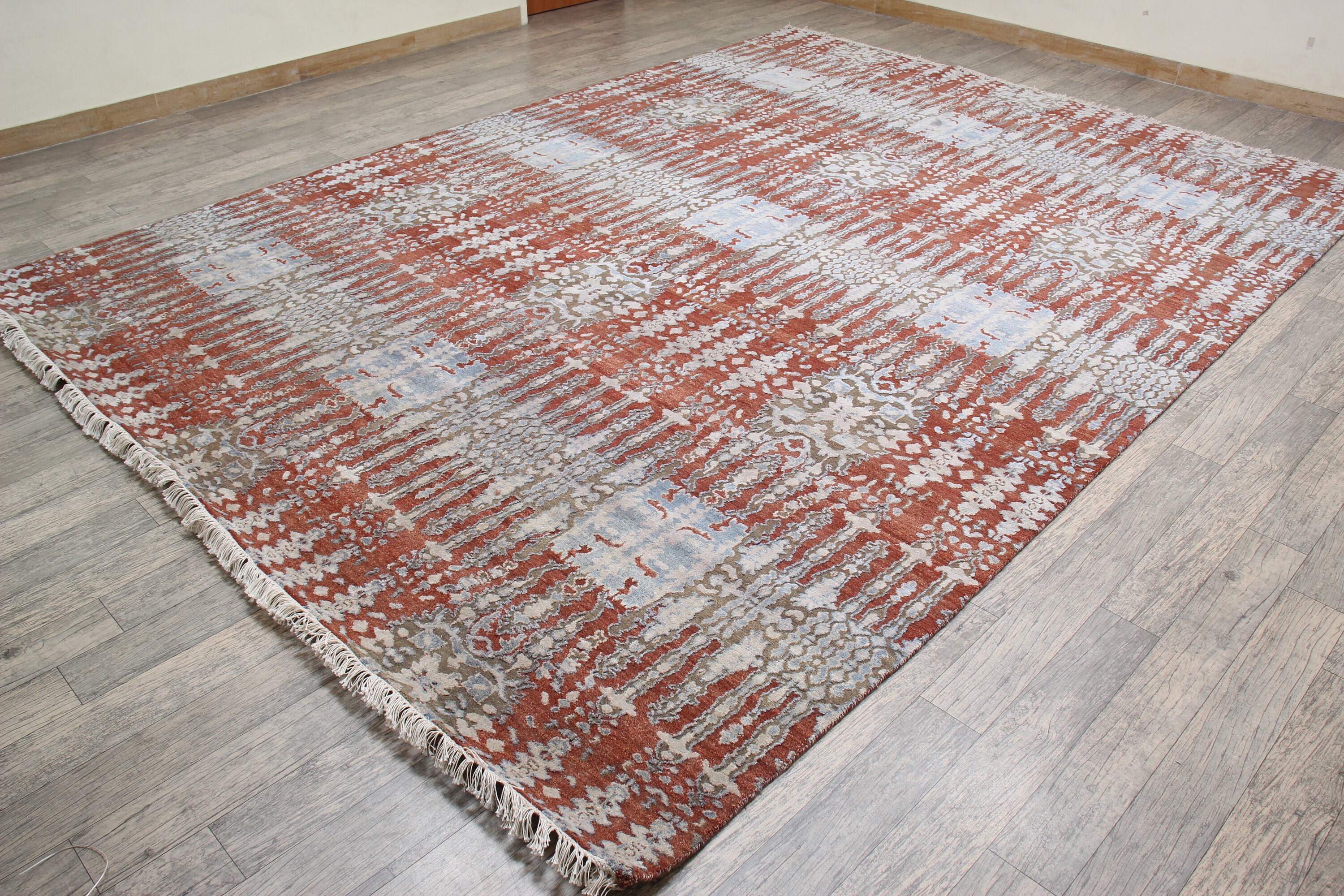 Rustic Orange Colour 9x12 Feet Silk Rug , Oversized Silk Carpet ,9x12 ...