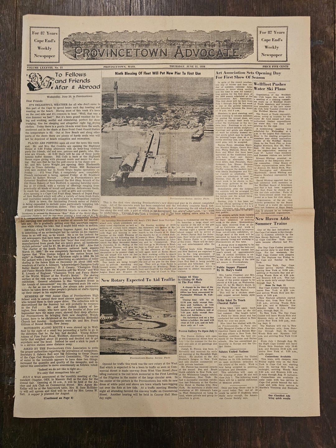 Vintage Newspaper Ephemera - Front Page of Provincetown Advocate - June ...