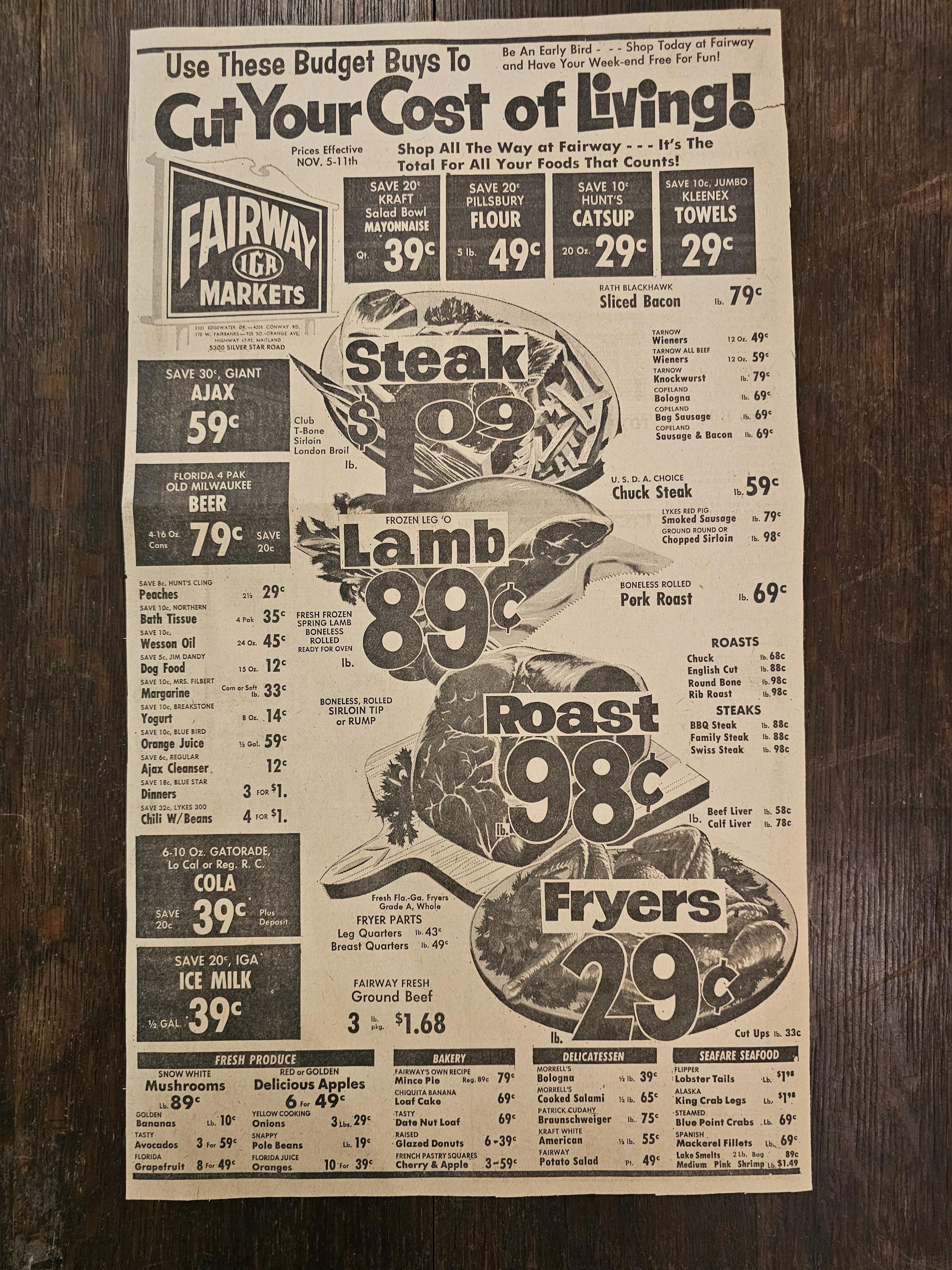 Vintage Newspaper Ephemera - Bundle of 1960s and 1970s Grocery Store ...