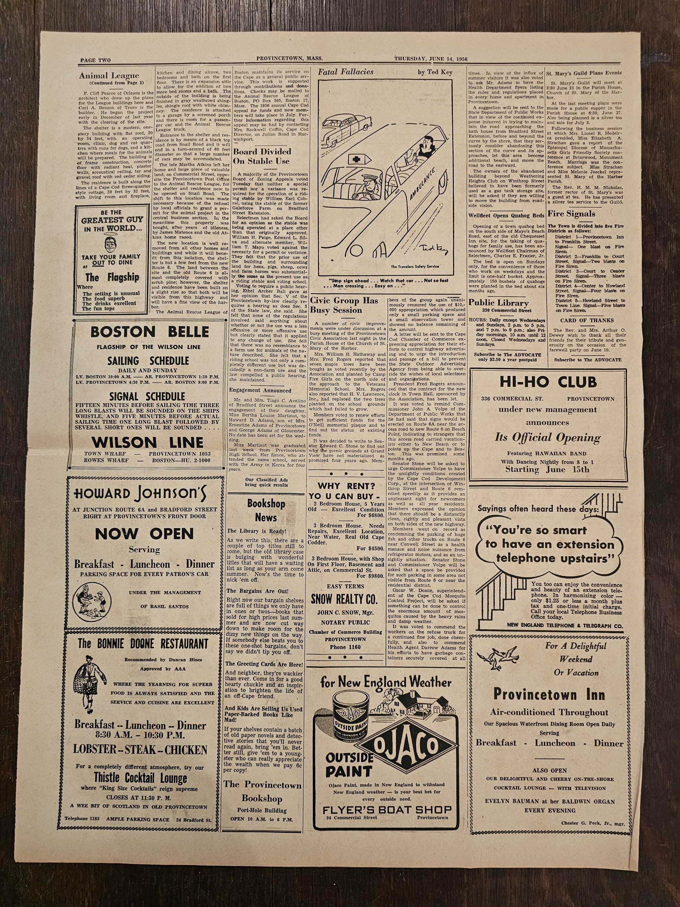 Vintage Newspaper Ephemera - Front Page of Provincetown Advocate - June ...