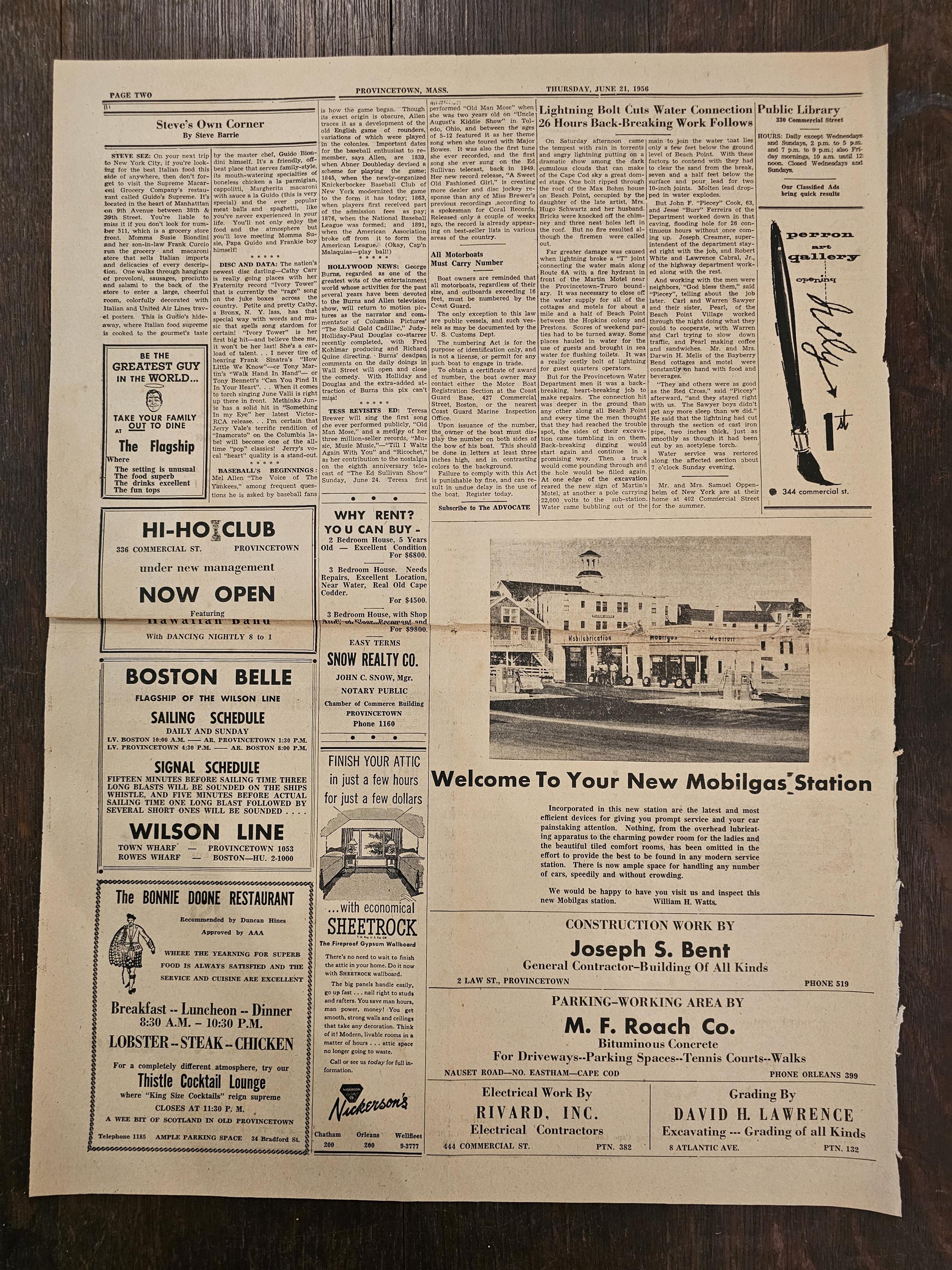 Vintage Newspaper Ephemera - Front Page of Provincetown Advocate - June ...