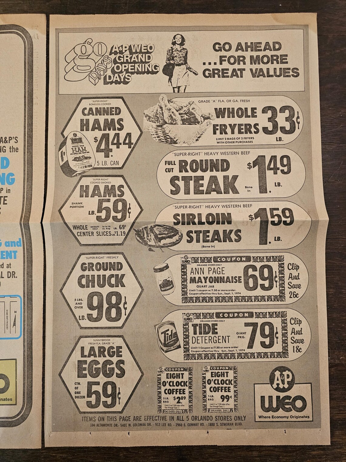 Vintage Newspaper Ephemera - Bundle of 1960s and 1970s Grocery Store ...