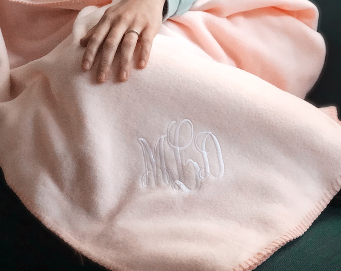 Monogram Fleece Blanket, Monogrammed Blanket, Personalized Fleece ...