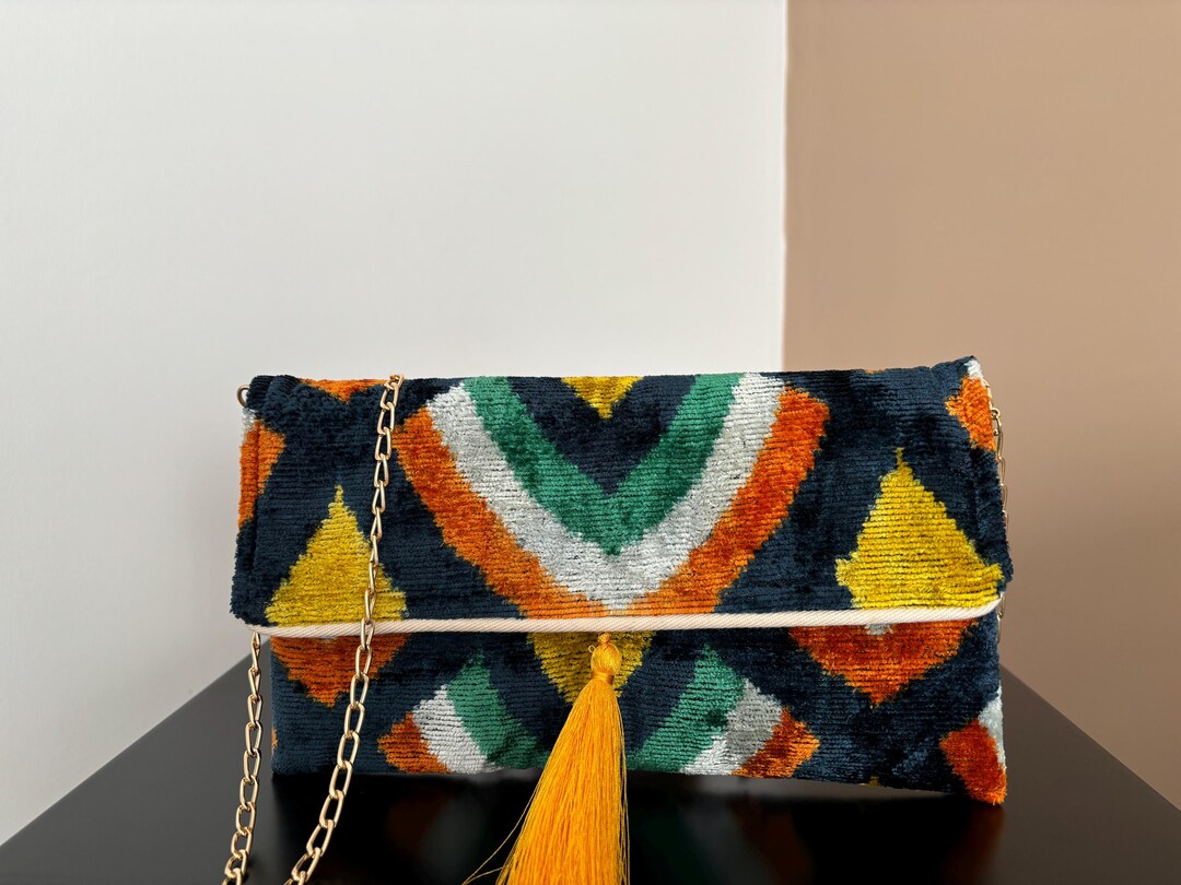 Orange Clutch Bag | Clutch Bag | Evening Bag | Ikat Bag | Silk Clutch ...
