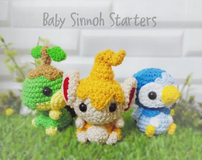 Baby Pokemon Sinnoh Starters Turtwig Chimchar Piplup Amigurumi Crochet ...