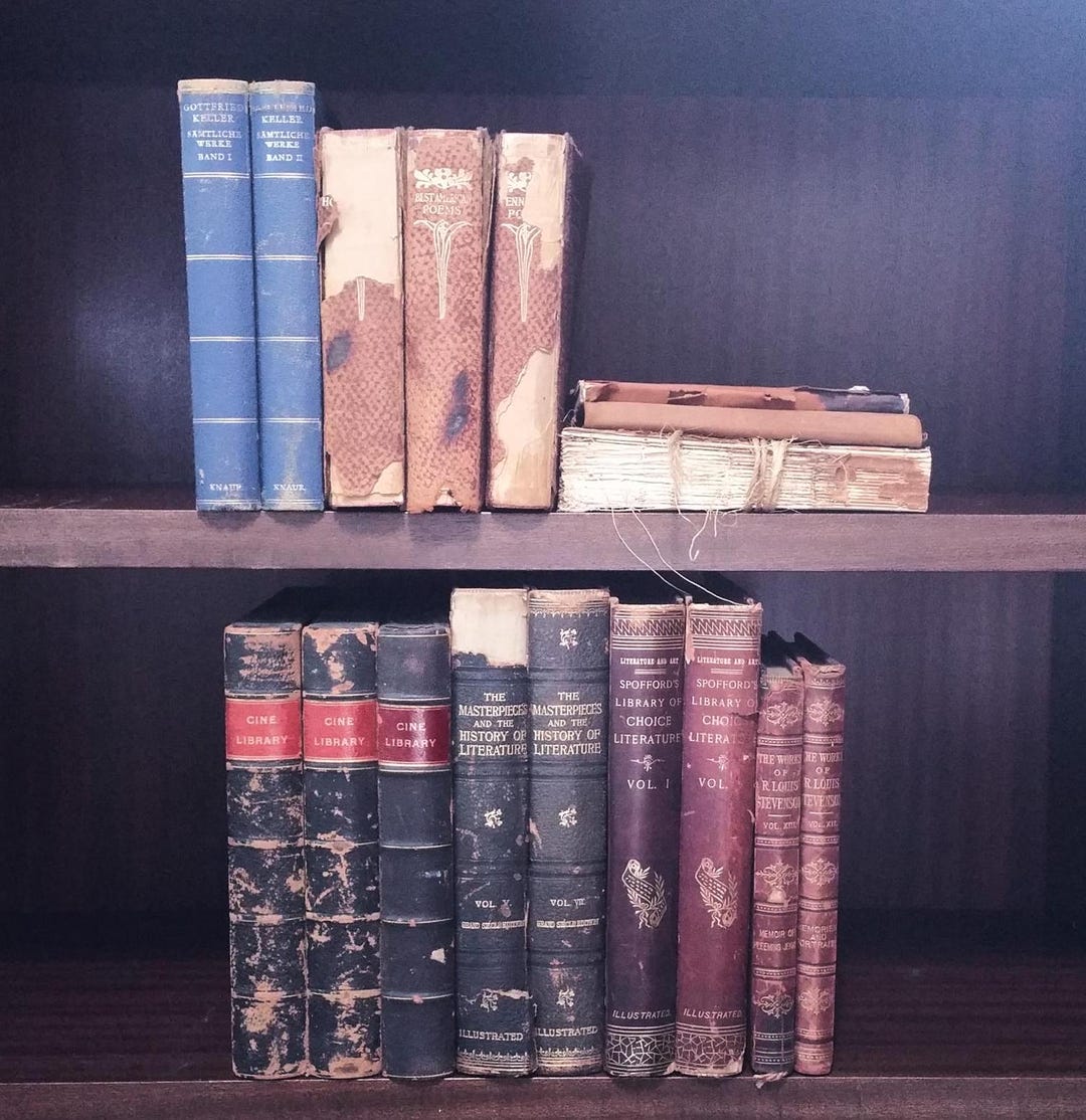 CHOICE Leather Antique Book Set Vintage Classic Novel Distress Gold ...