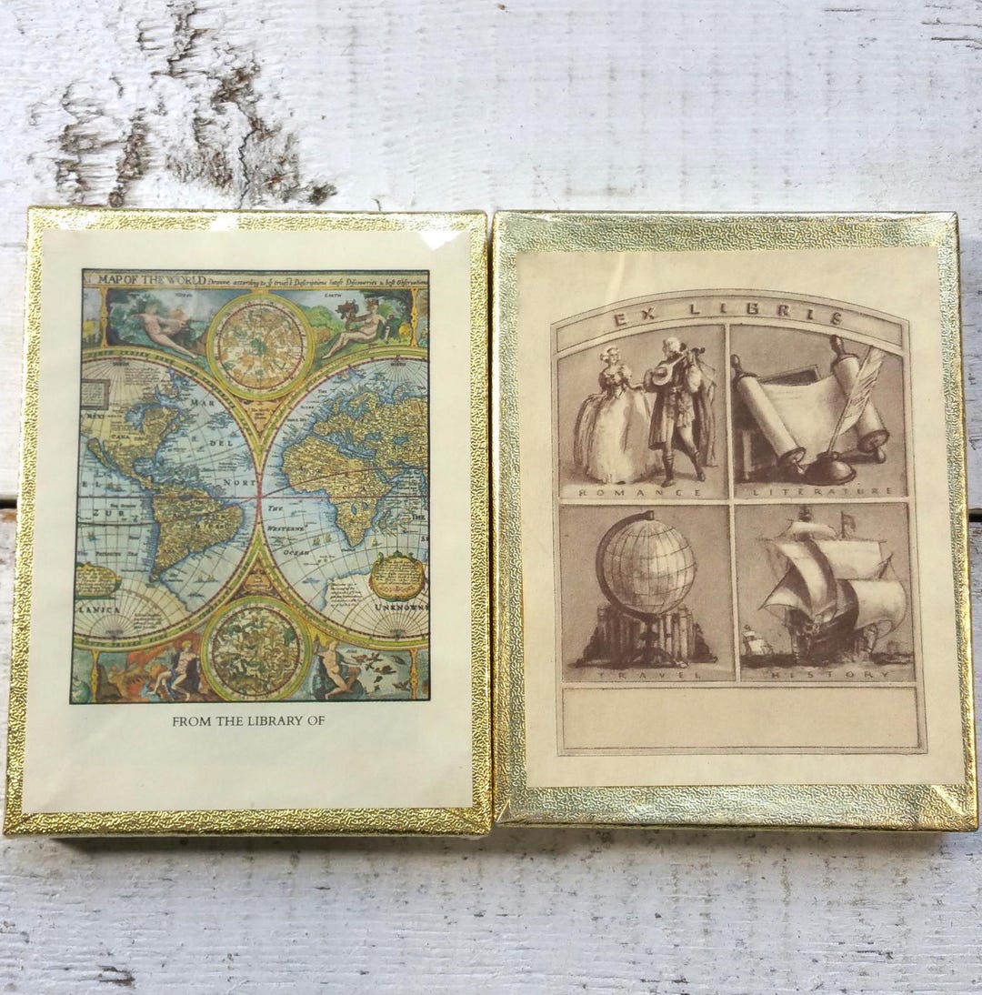 CHOICE Book Plates Vintage Antique Antioch Bookplate Map of the World ...