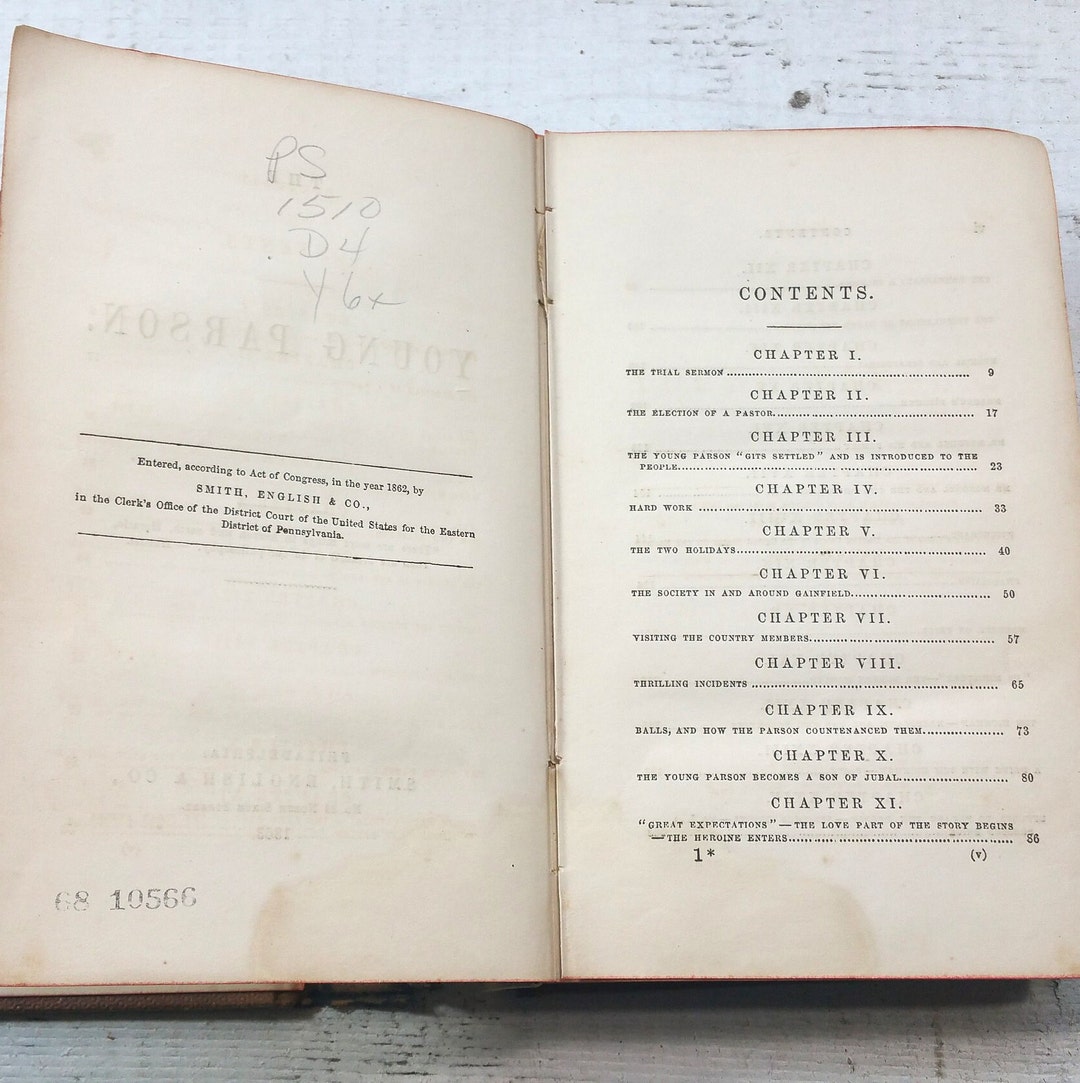 1863 the Young Parson Antique Scarce Book Smith English Co Clergyman ...