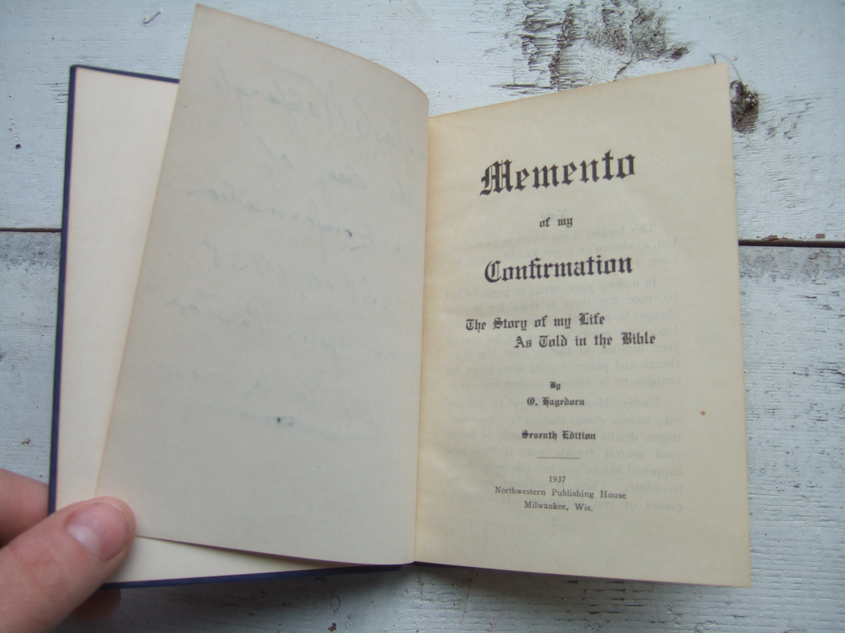 1937 Memento of My Confirmation Antique Book Handwritten Diary Writing ...