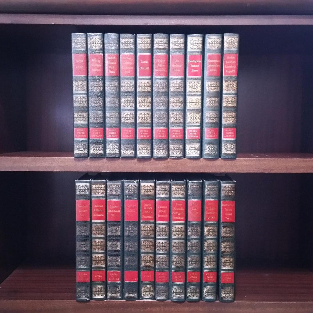 Set 20 Nobel Prize Library Books Volumes Vintage Decorative Book Blue ...