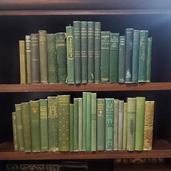 Decorative Vintage Books Green - Etsy