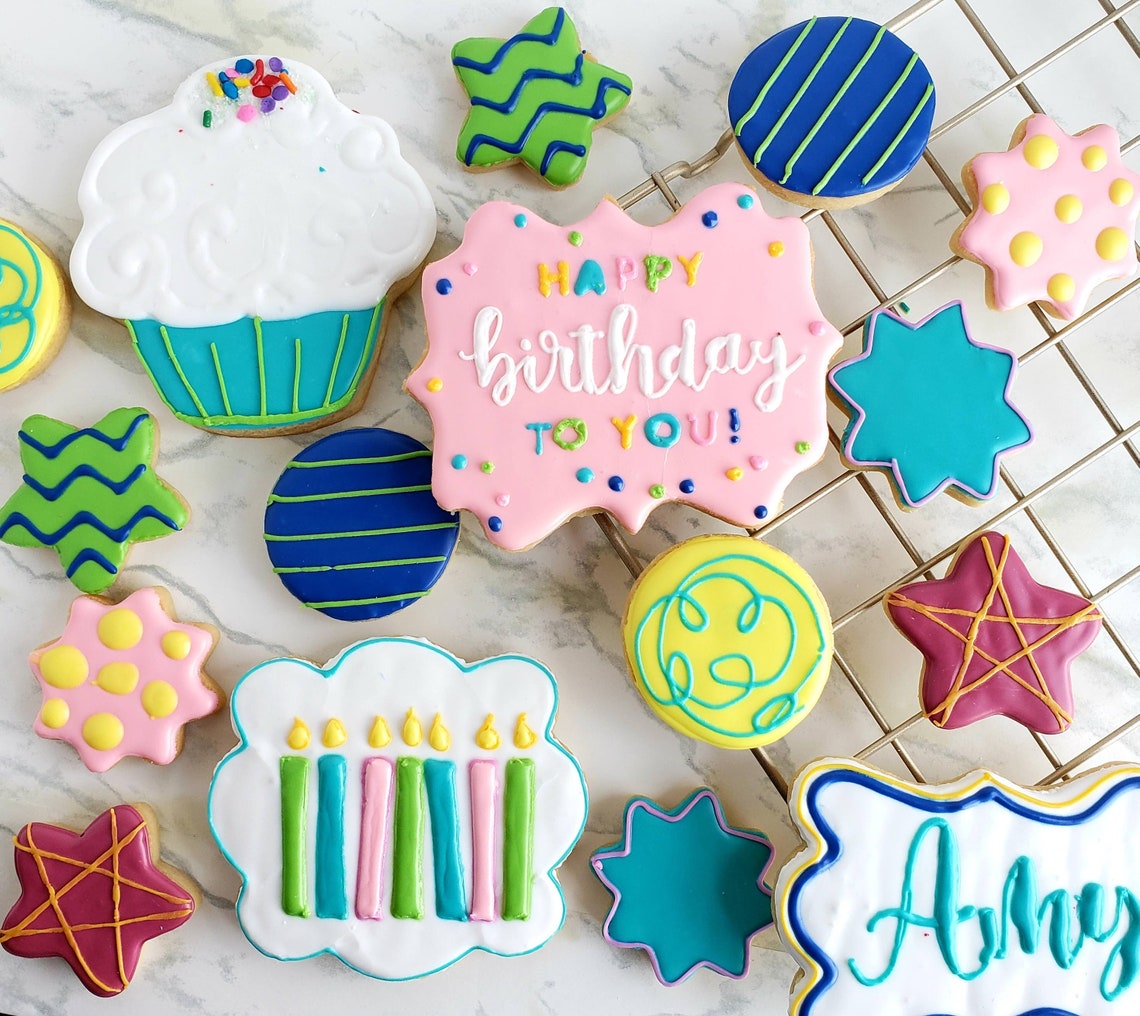 Birthday Sugar Cookie Set, Birthday Cookies, Birthday Gift Box, - Etsy