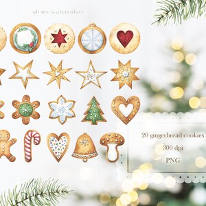 Christmas Gingerbread Cookies Watercolor Clipart Collection - Baking ...