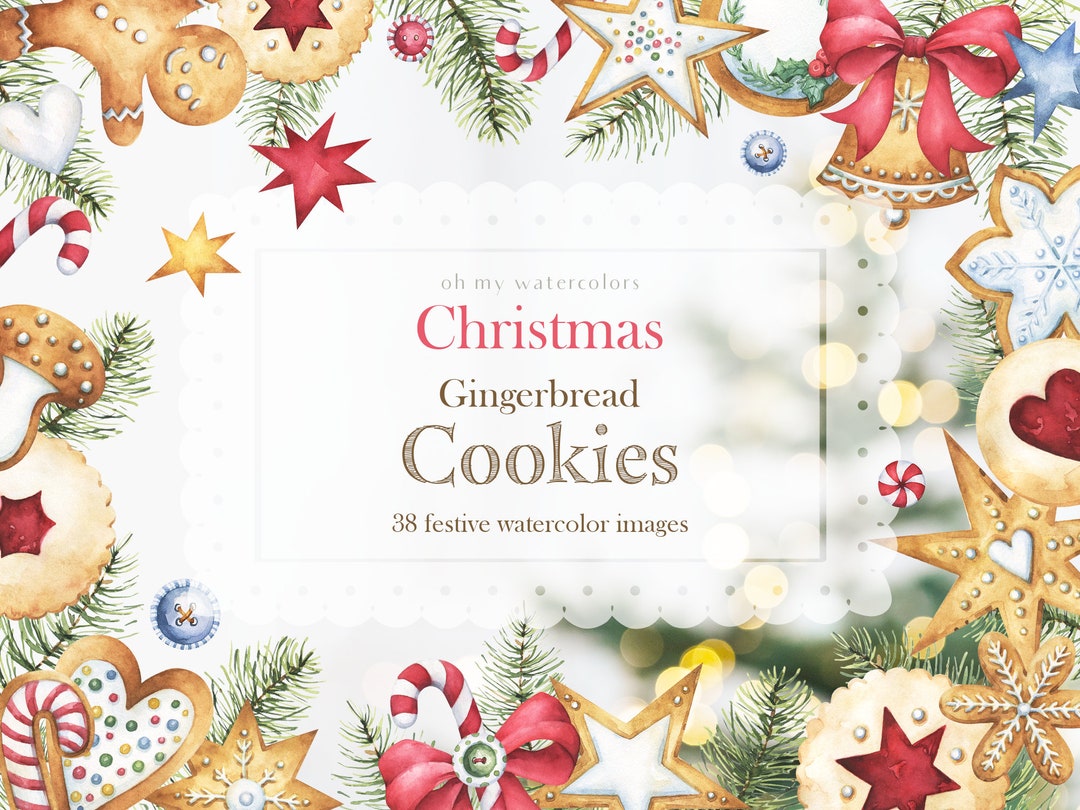 Christmas Gingerbread Cookies Watercolor Clipart Collection - Baking ...
