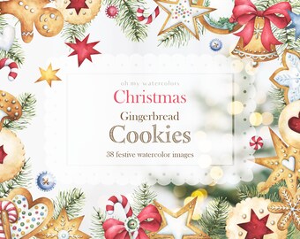 Christmas Gingerbread Cookies Watercolor Clipart Collection - Etsy