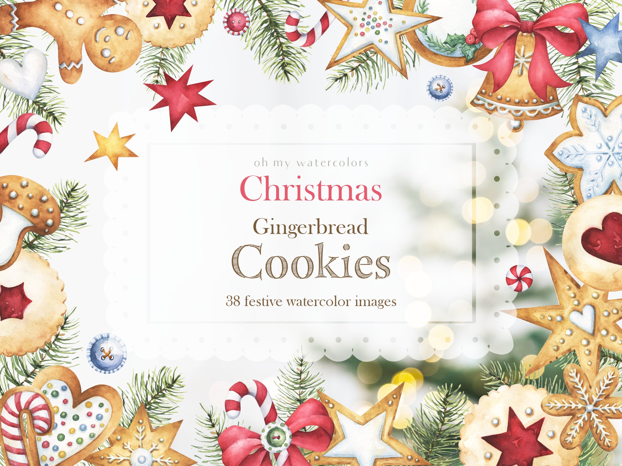 Christmas Gingerbread Cookies Watercolor Clipart Collection - Etsy