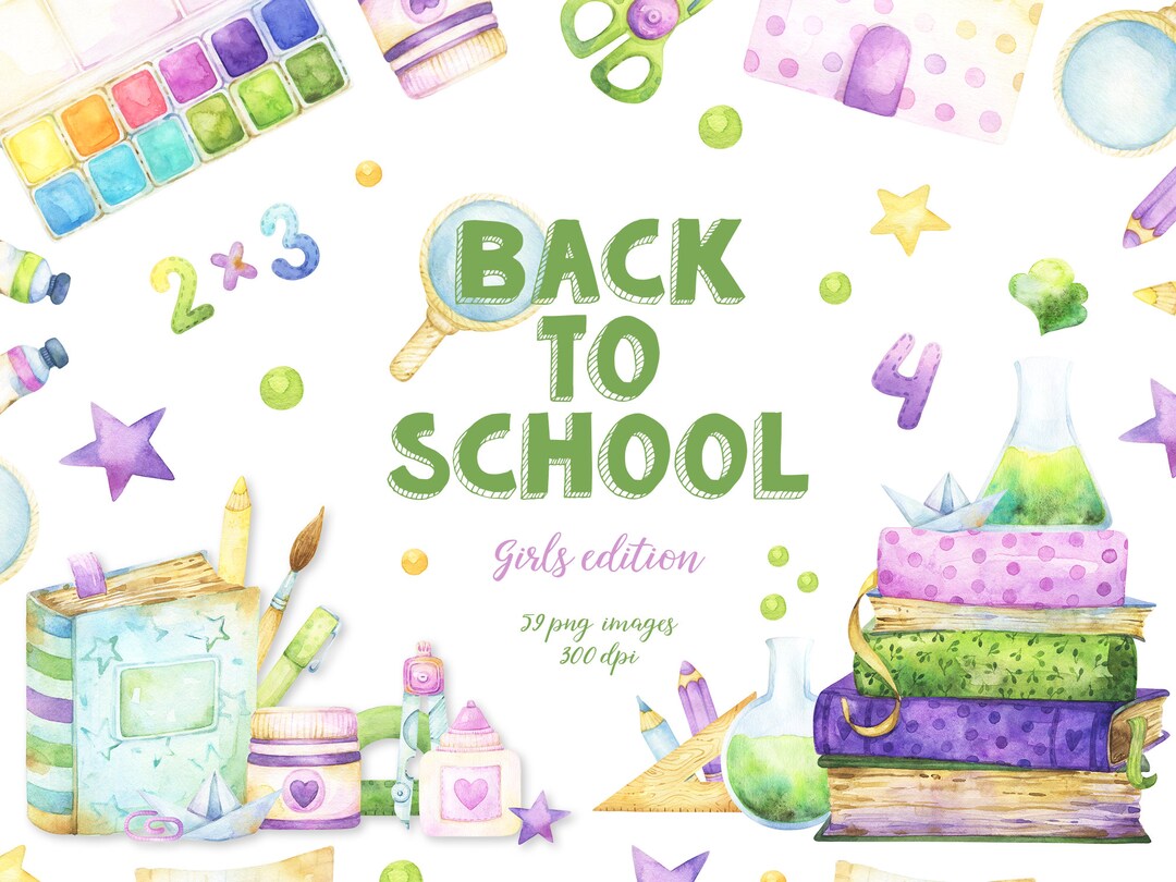 Back to School Girls Edition Clipart - Etsy