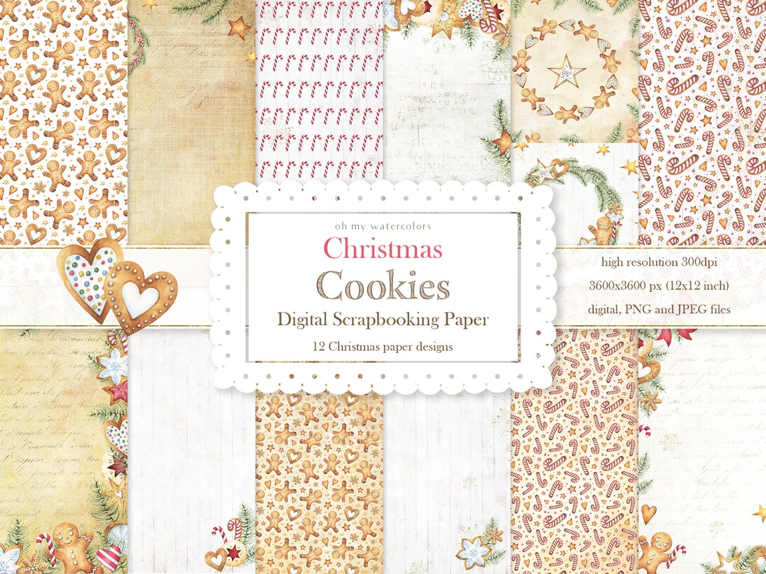 Digital Scrapbooking Paper Collection Christmas Gingerbread Cookies ...