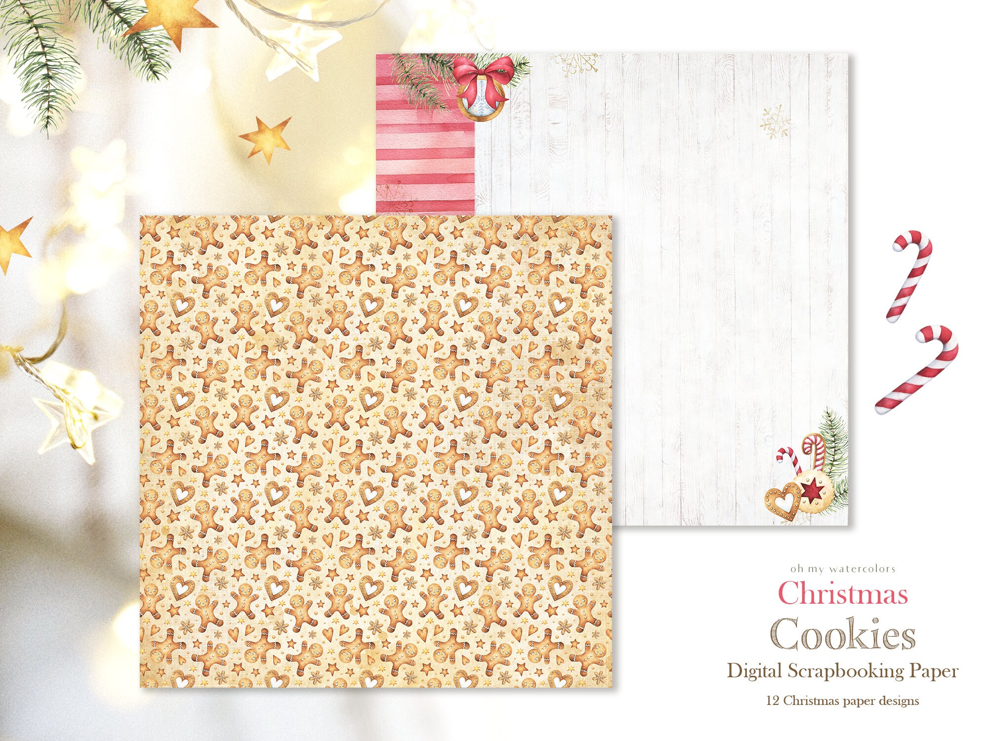 Digital Scrapbooking Paper Collection Christmas Gingerbread - Etsy
