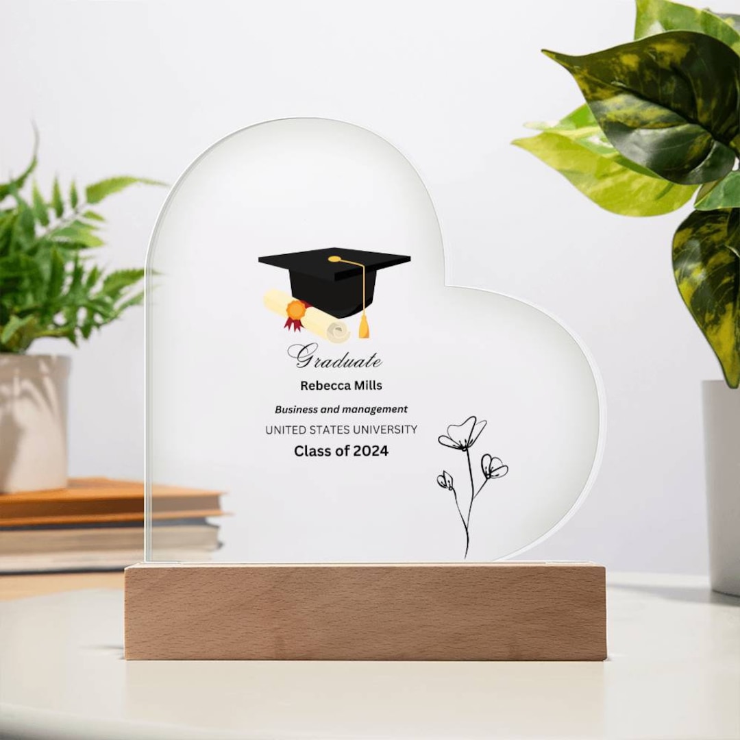 Pre K Graduation Gifts Acrylic Heart Plaque, Graduation Plaque With Cap ...