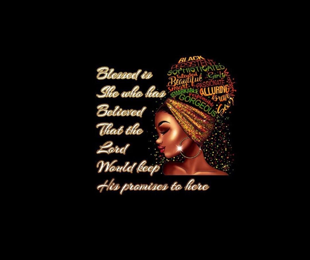 Blessed Black Woman PNG, Gold Glitter Afro Art (digital Download) - Etsy