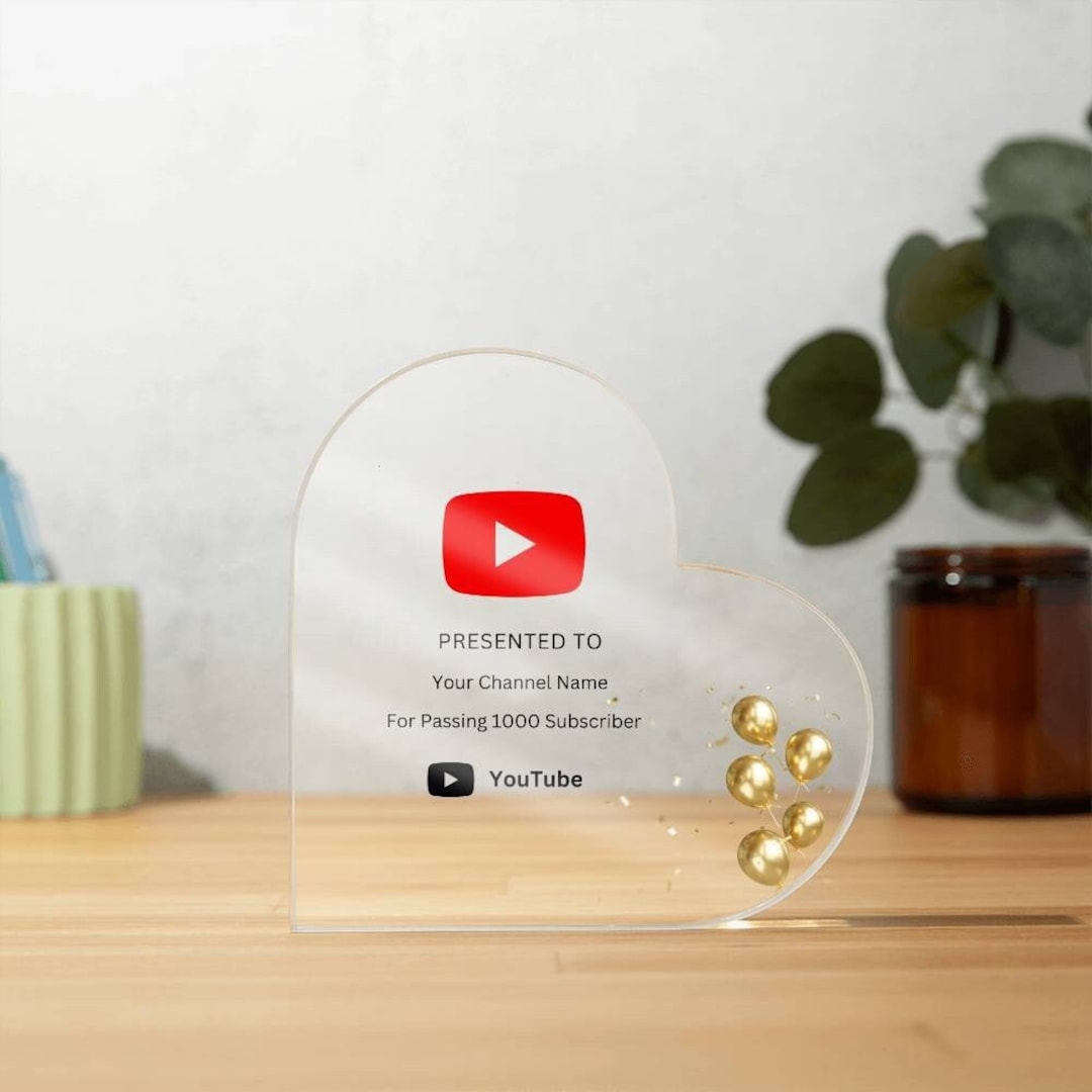 Personalized Youtube Acrylic Heart Shape Plaque - Etsy