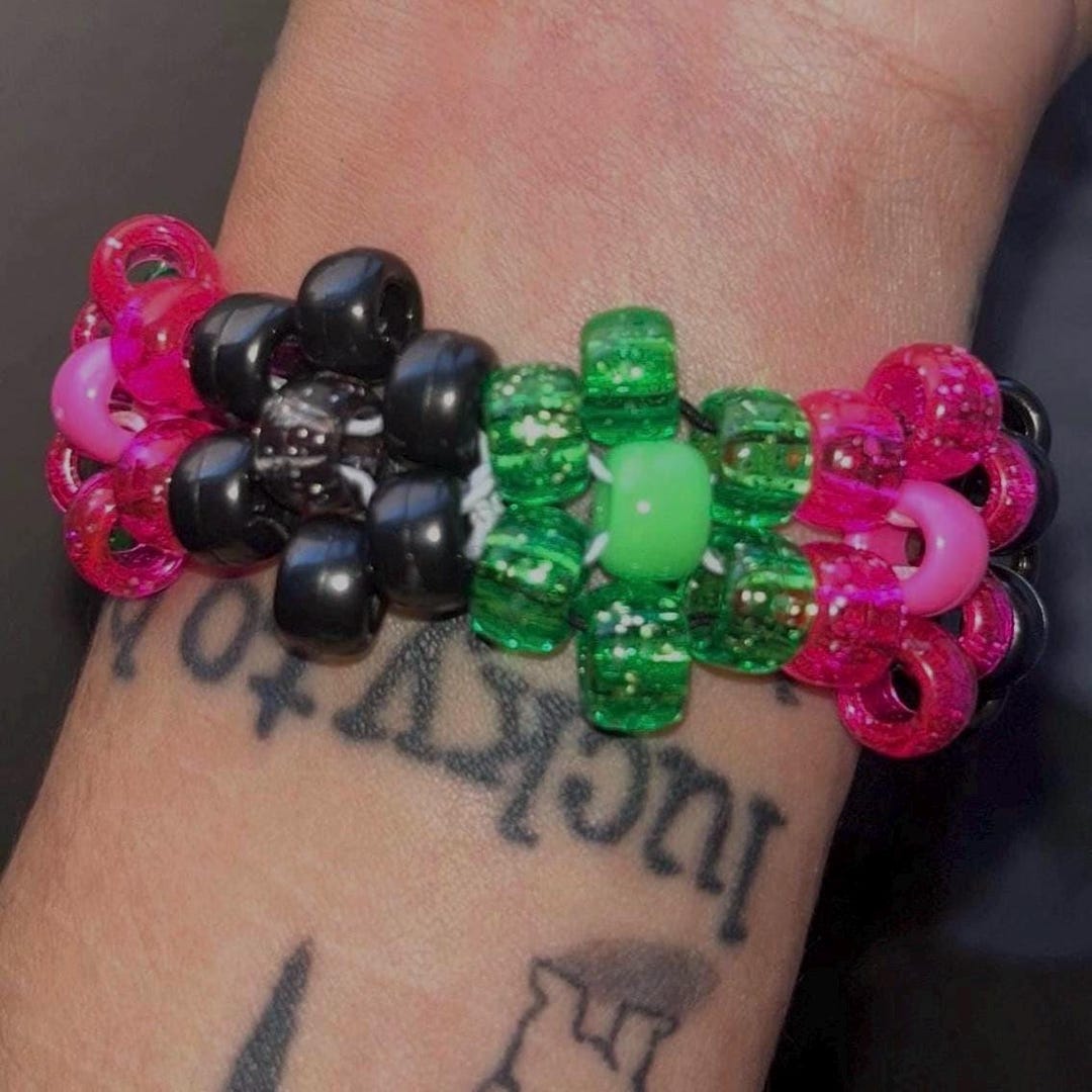 Flower Chain Kandi Bracelet/cuff (customization Available) - Etsy