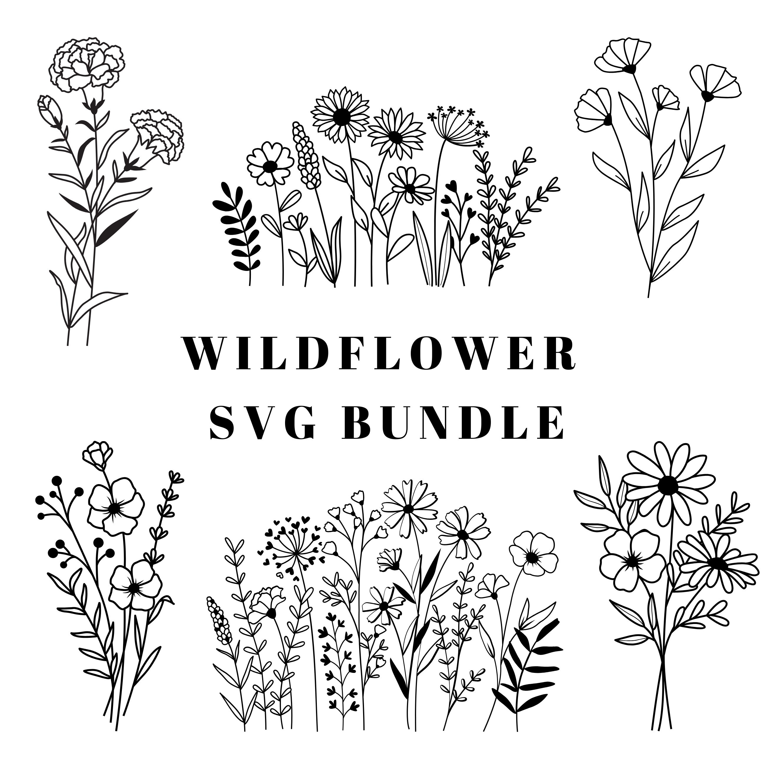 Wildflower Svg Bundle, Flower Botanical Svg, Flower Svg, Minimalist ...
