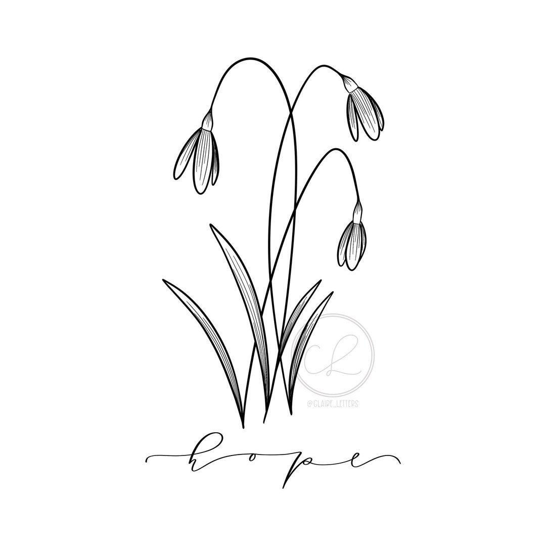 Snowdrop Flower Minimalist Wall Art, Botanical Birth Month Print ...