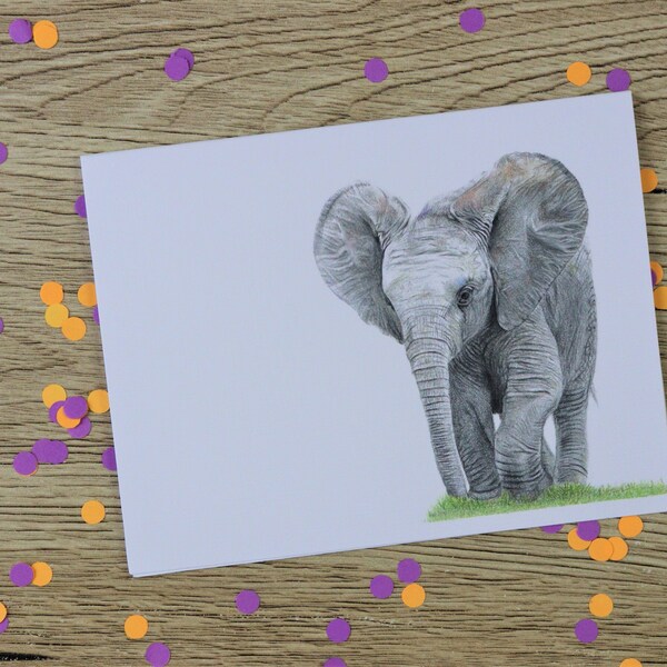 Baby Elephant Greeting Card - Etsy