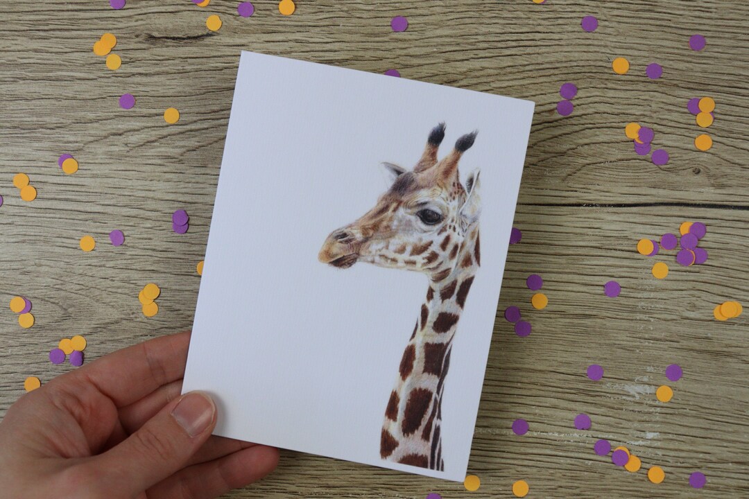 Hand Drawn Giraffe Greeting Card: Wildlife Art Card - Etsy