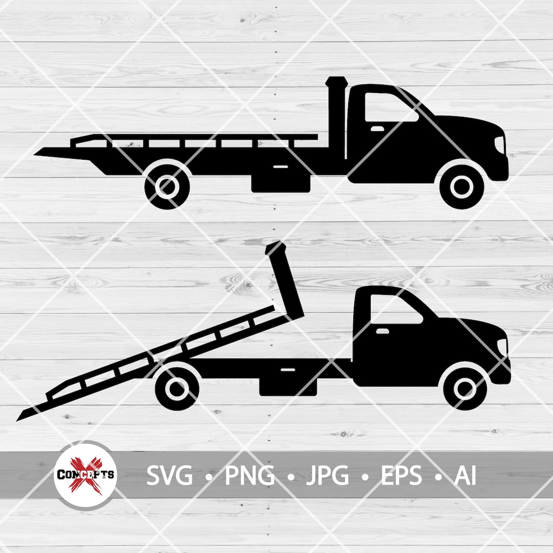 Rollback Flatbed Tow Truck Svg, Tow Truck Clipart, Truck Svg, Tow Truck ...